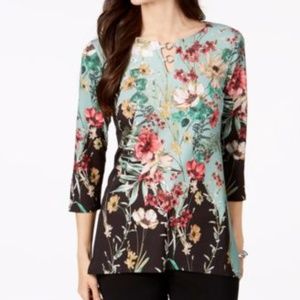 JM Collection | Tops | Jm Collection Embellished Tunic Botanical M ...